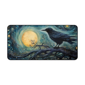 Timeless Crow Desk Mat Mousepad Xl, Goth Desk Decor, Goth Gifts, Crow ...