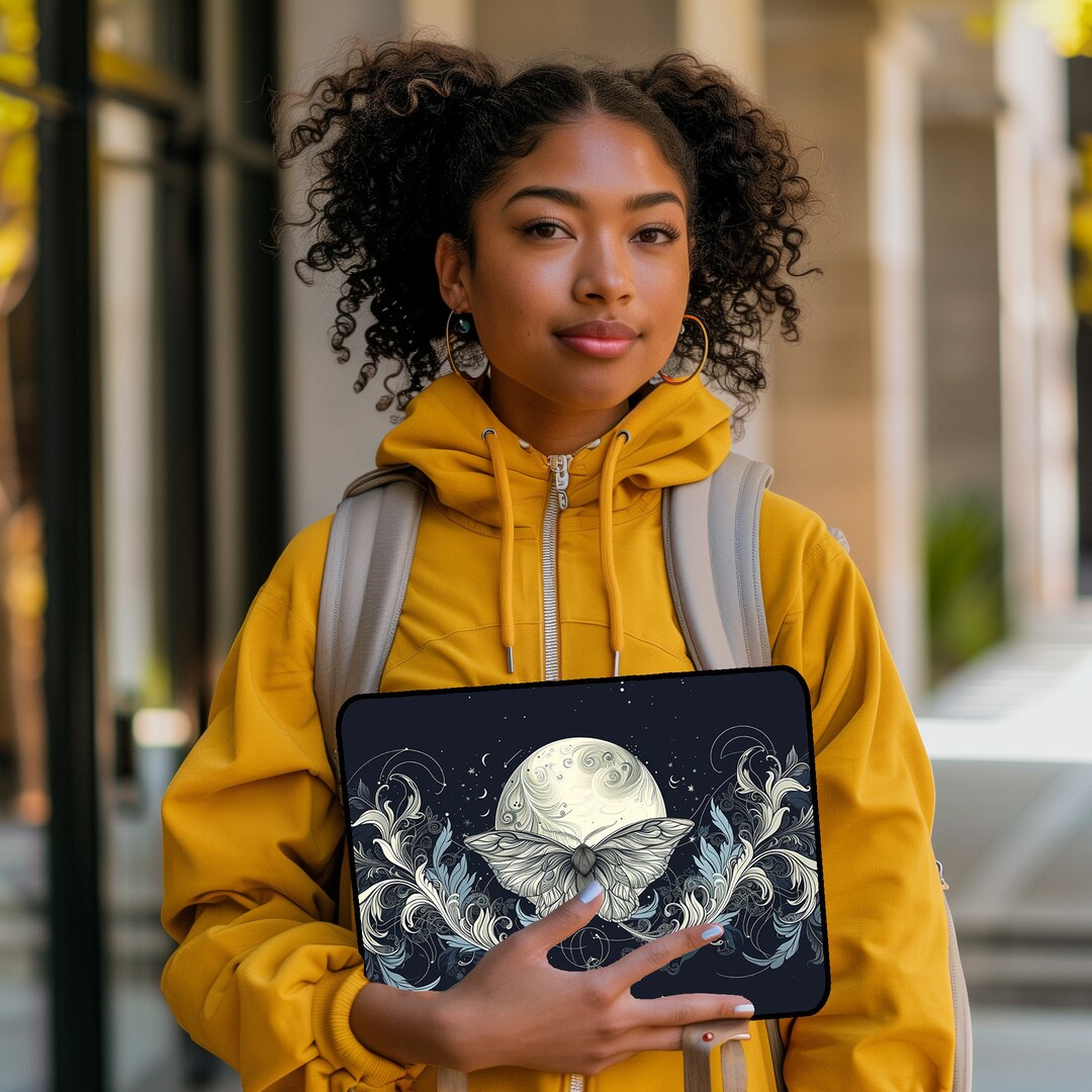 Gothic Moon and Moth Laptop Sleeve, Goth Tablet Sleeve, Computer Bag ...