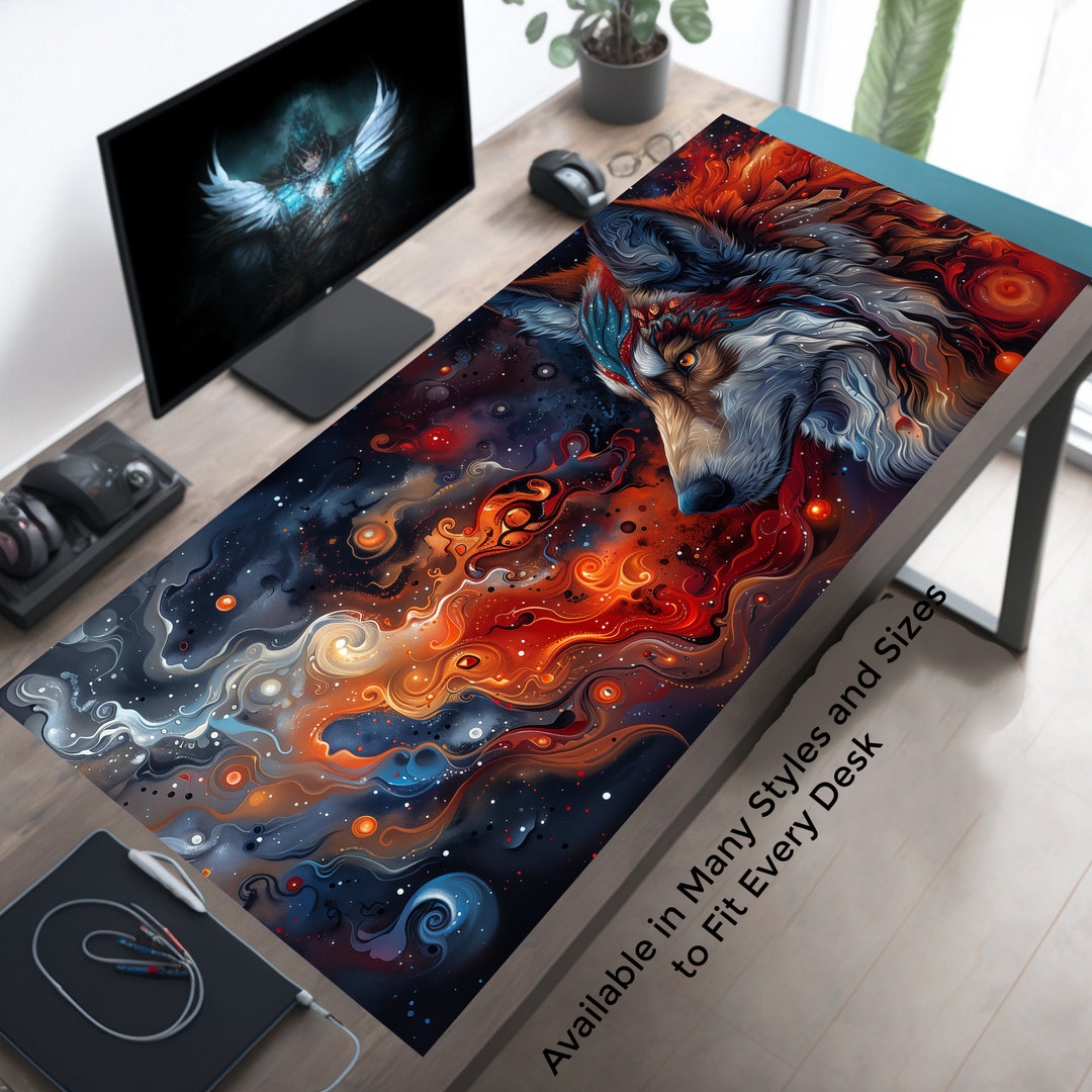 Native American Spirit Animal Cosmic Wolf Desk Decor, Indian Desk ...