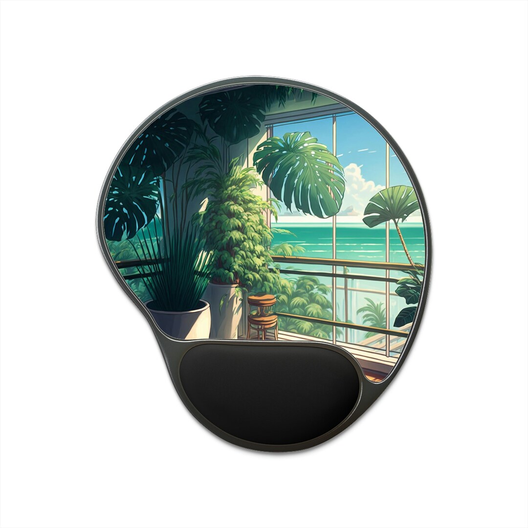 Hawaiian Plant Lovers Mouse Pad With Wrist Rest, Mousepad With Wrist ...