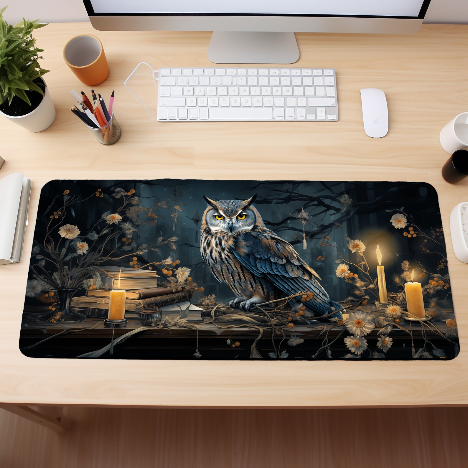 The Wisdom of Owls, Cute Desk Mat, Owl Desk Pad, Gaming Mouse Pad ...