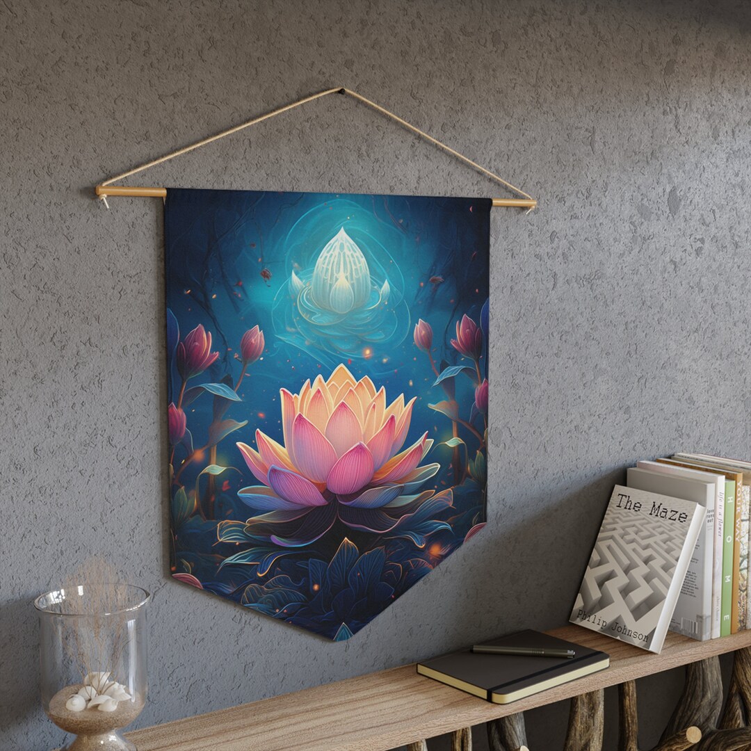 Enchanted Japanese Lotus Blossom Pennant, Japanese Lotus Art Wall Art ...
