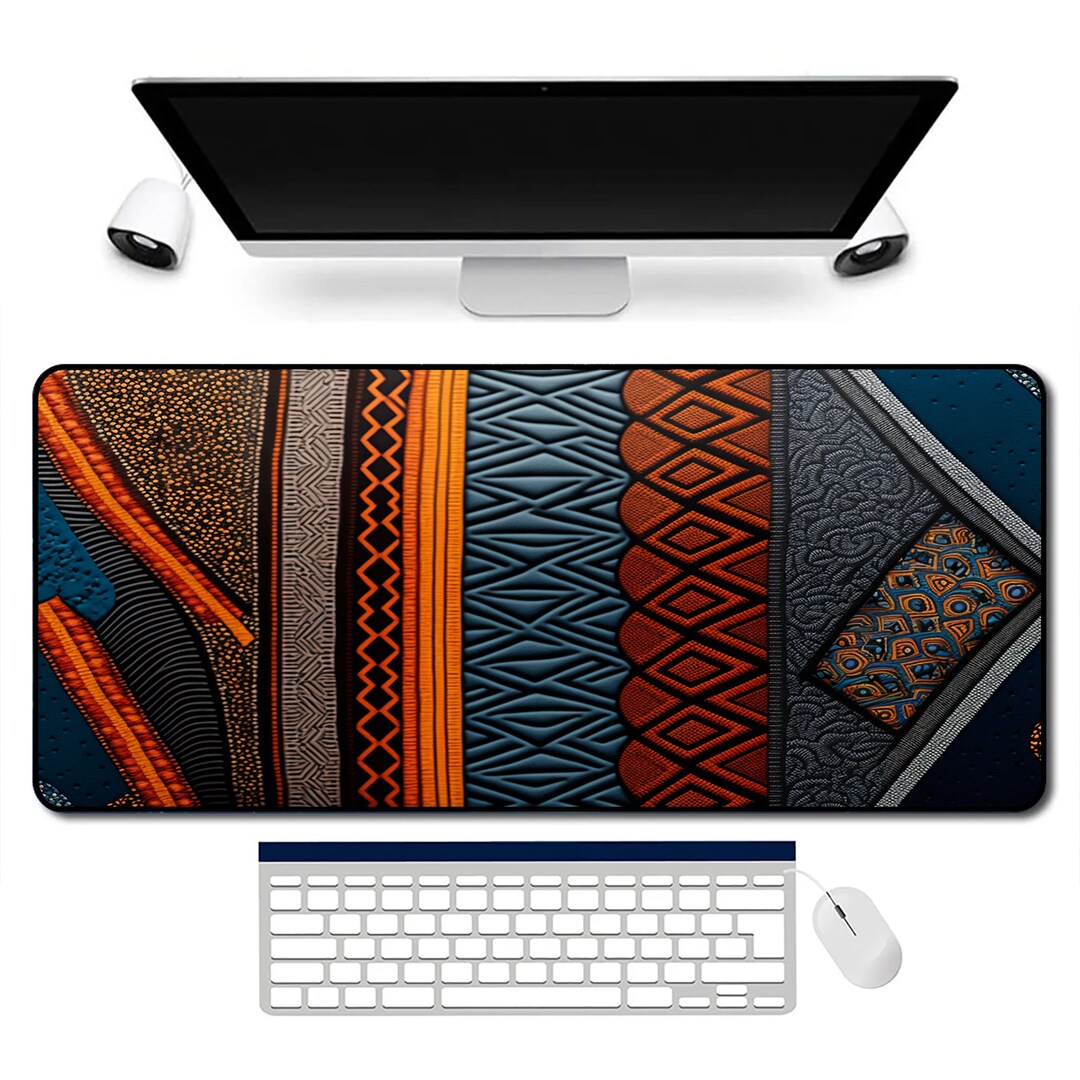 Cute Desk Mat - African Textile Print, Large Desk Pad, Cute Mouse Pad ...