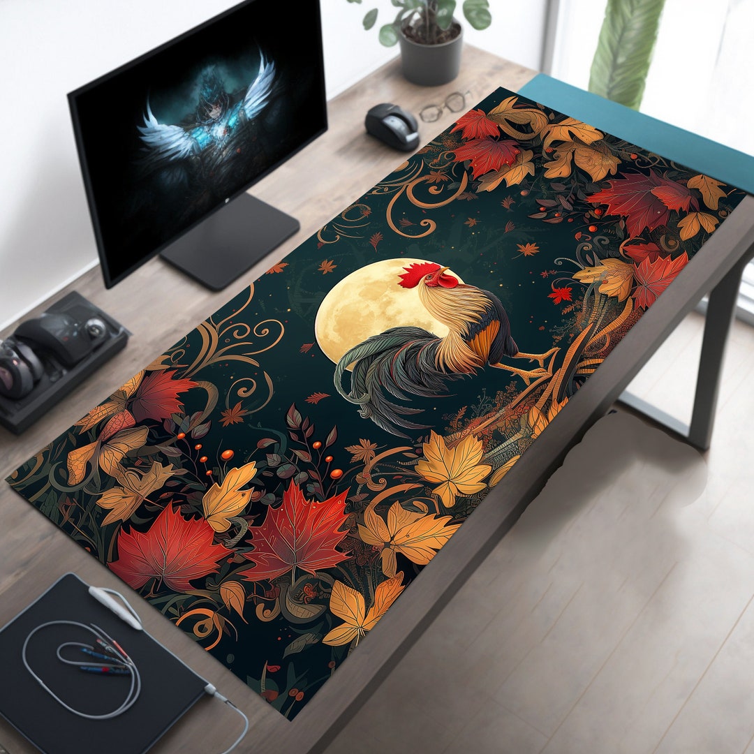 Autumn Aesthetic Full Moon Rooster Desk Decor, Cottagecore Office ...