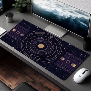 Abstract Celestial Purple Desk Mat, Gaming Accessory, Gaming Mouse Pad ...