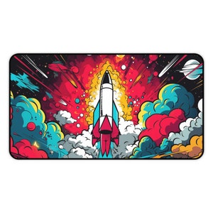 Colorful Rocketship Pop Art Desk Decor, Rocket Launch Office Mat ...