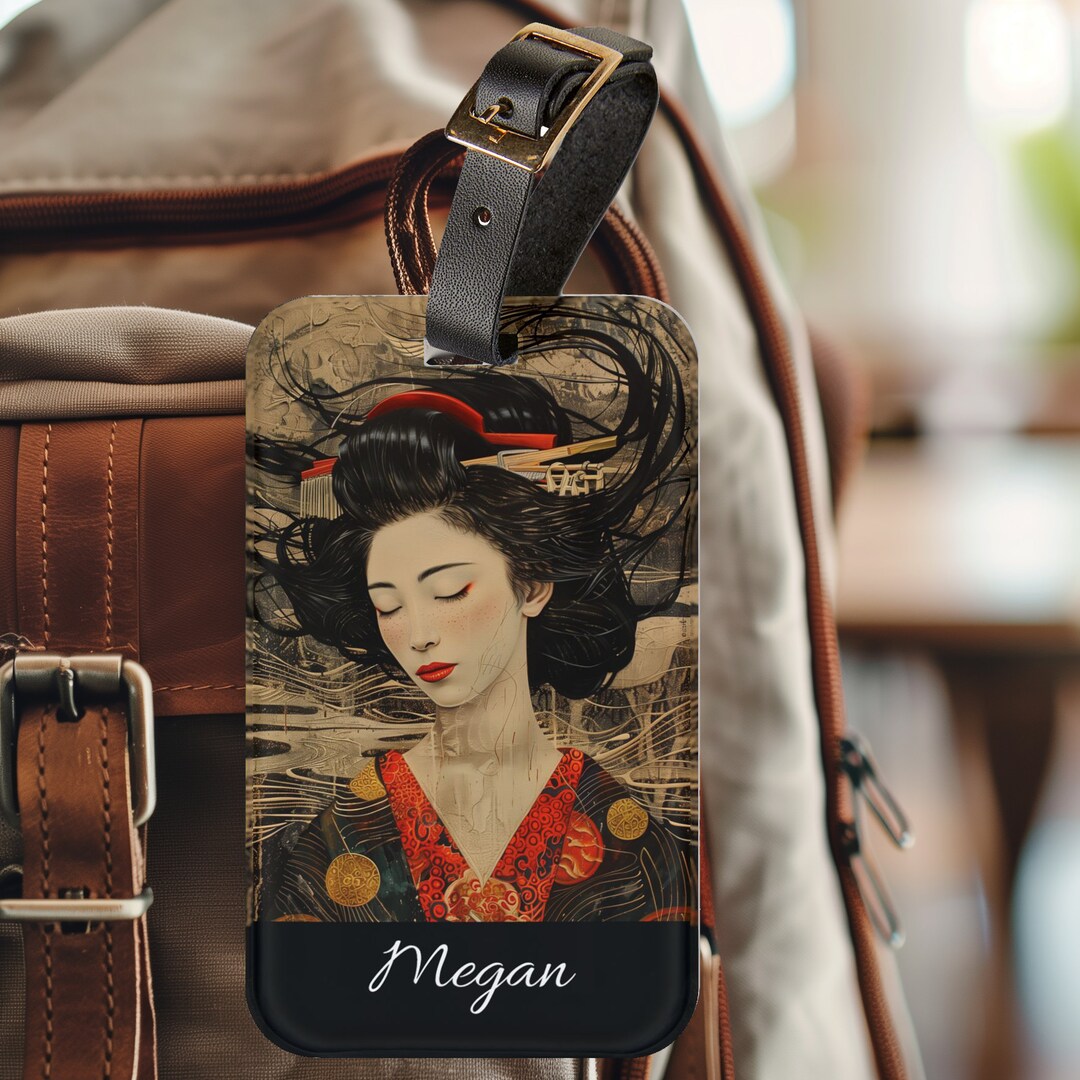 Personalized Luggage Tag Featuring Traditional Japanese Geisha Art ...
