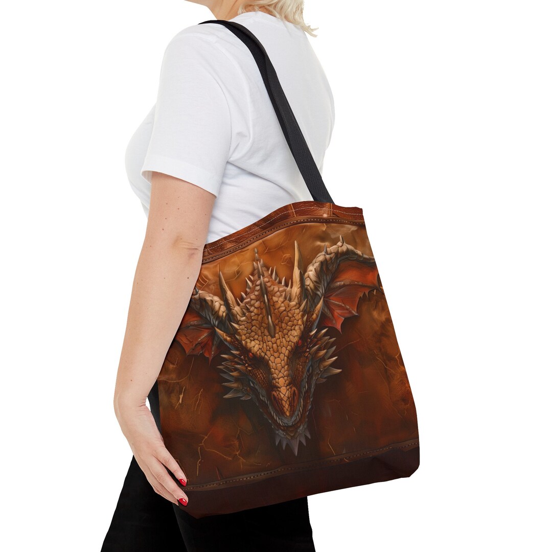 Dragon's Furious Embrace Fantasy Dragon Tote Bag - Look of 3d Print ...