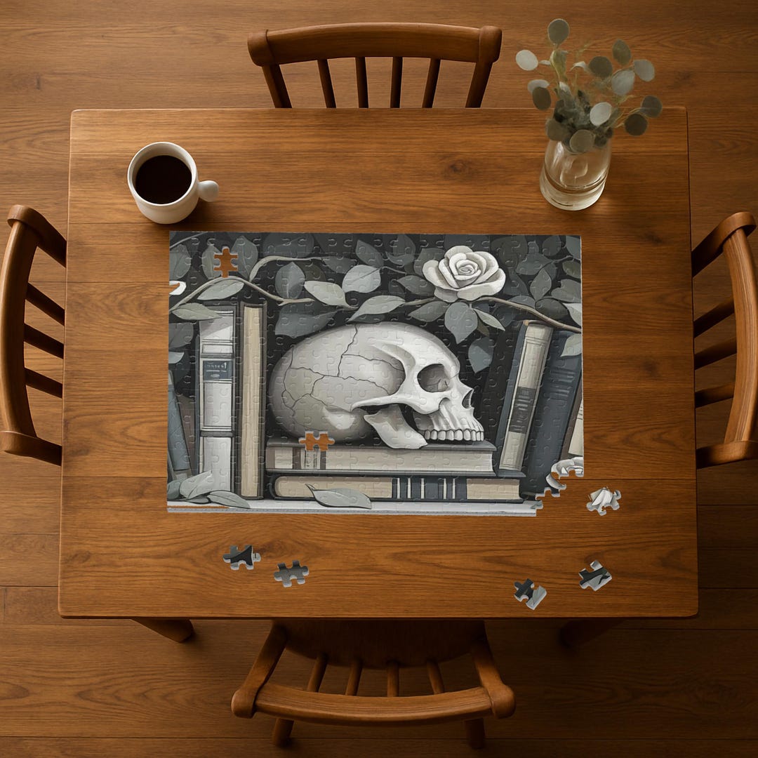 Gothic Skull Puzzle | 120, 252, 500-piece | Dark Academia Decor, Unique ...