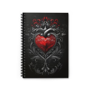 Ornate Gothic Heart in Black/red Ruled Line Notebook - Dark Academia ...
