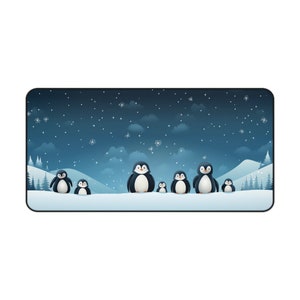 Penguins Desk Pad, Cute Desk Mat, Penguin Mousepad, Winter Mouse Pad ...