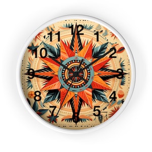 Startburst Wall Clock, Native American Style Art, Unique Wall Clock ...