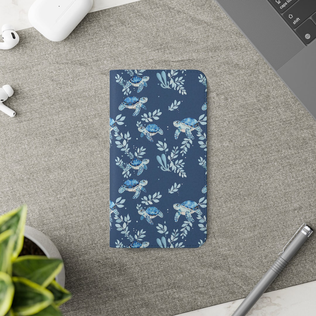 Cute Blue Sea Turtles iPhone or Galaxy Wallet / Folio Case / Flip Case ...