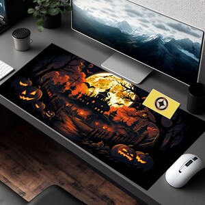 Mysterious Mansion Desk Mat, Spooky Mouse Pad, Halloween Desk Mat ...