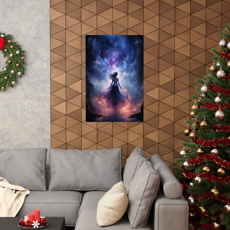 Firewalking Enchantress Poster, Gothic Smoke Art, Pastel Goth Decor ...