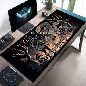 Black Death Skeleton Art Deskmat Skeleton Desk Mat Horror Mousepad XL ...