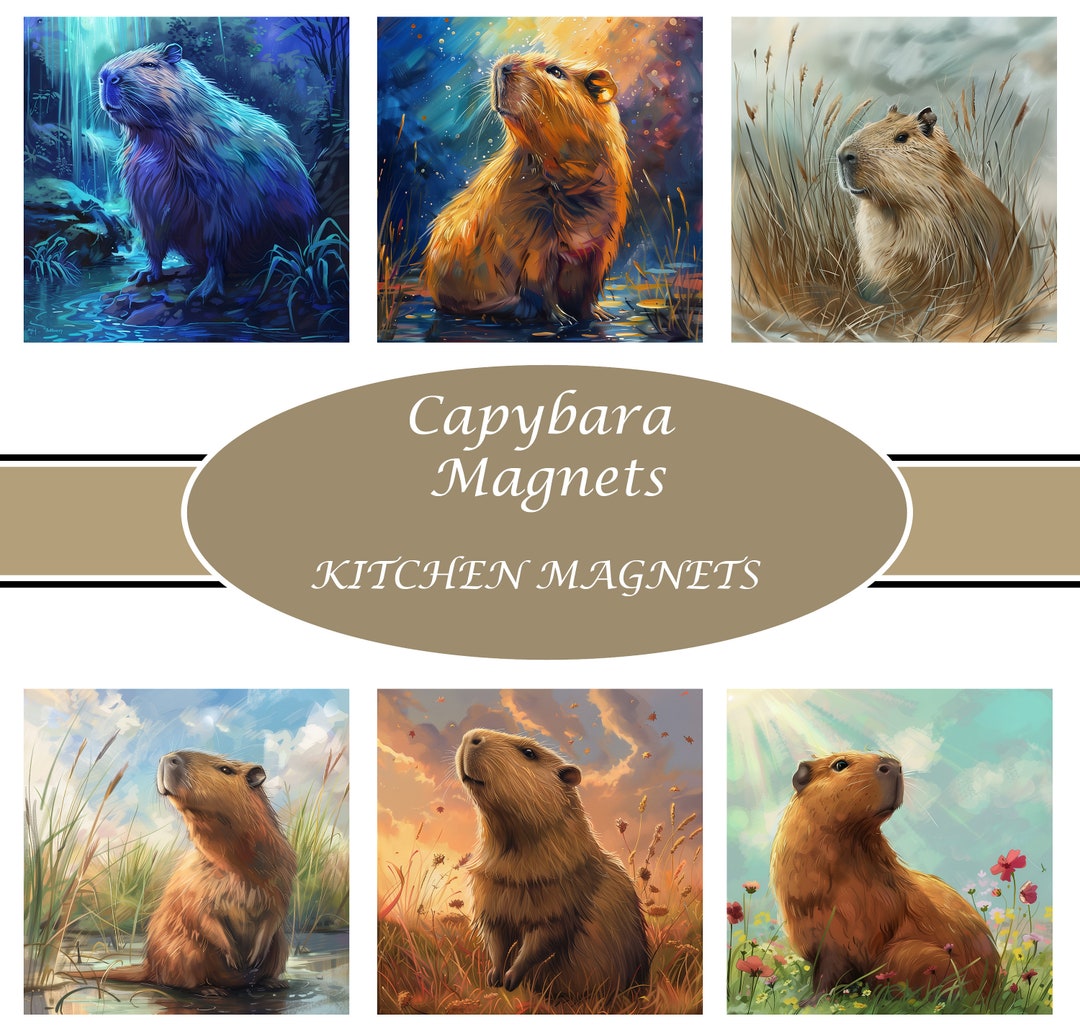 Capybara Magnets - 6 to Choose From - Capybara Art, Cute Woodland ...