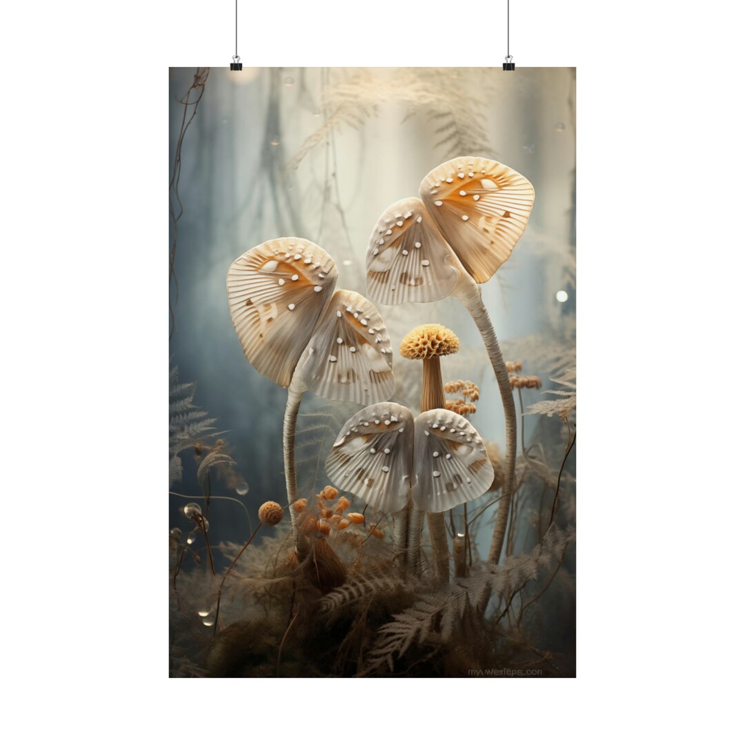 Woodland Mushroom Wall Art, Mushroom Poster, Light Cottagecore Home ...