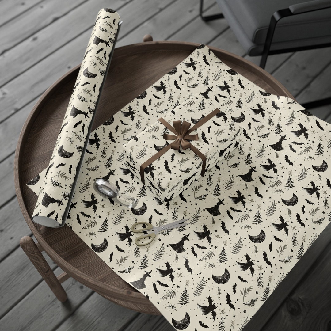 Witchy Wrapping Paper, Witch Birthday Paper, Witchy Bat Gift Wrap ...