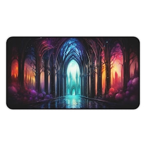 Vibrant Gothic Archway, Gothic Desk Mat Gothic Mouse Pad, Cute Desk Pad ...