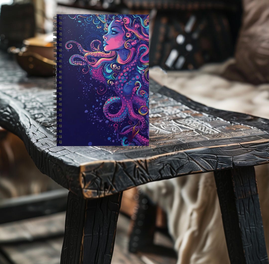 Aquatic Medusa Fantasy Art Ruled Lined Notebook - Personal Journal or ...
