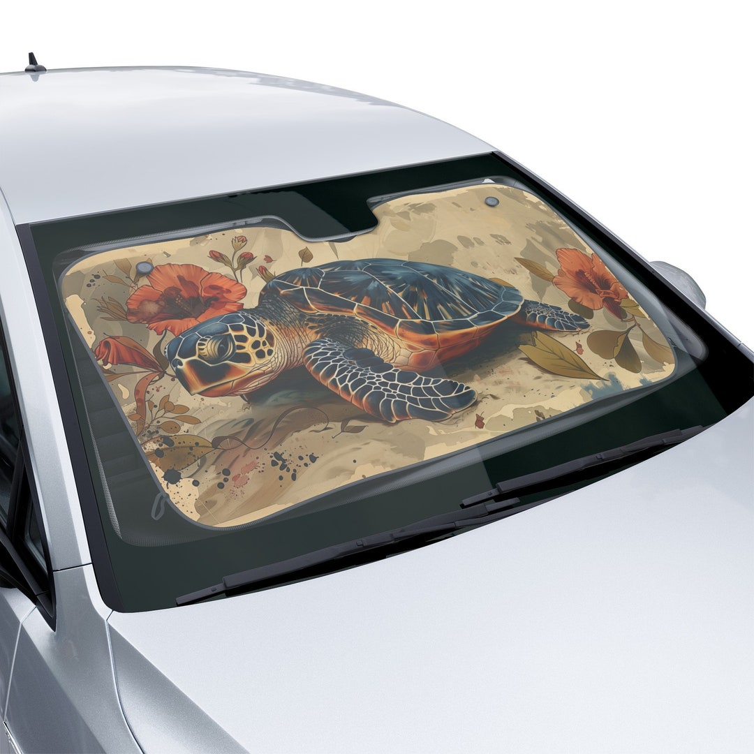 Sea Turtle in the Sand Car Windshield Banner / Windshield Shade With ...