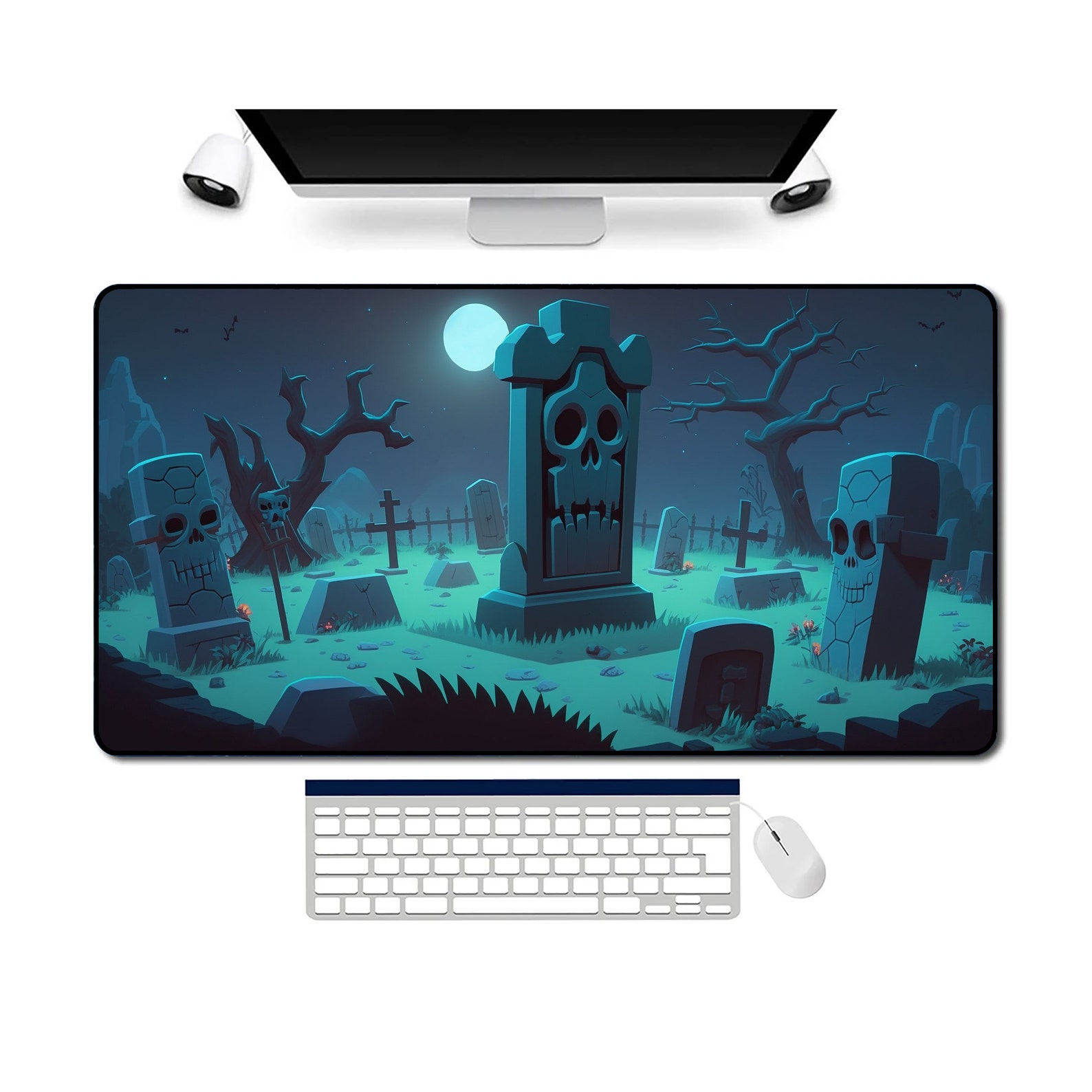 Kawaii Goth Desk Mat Cute Graveyard Desk Scary Desk Pad - Etsy
