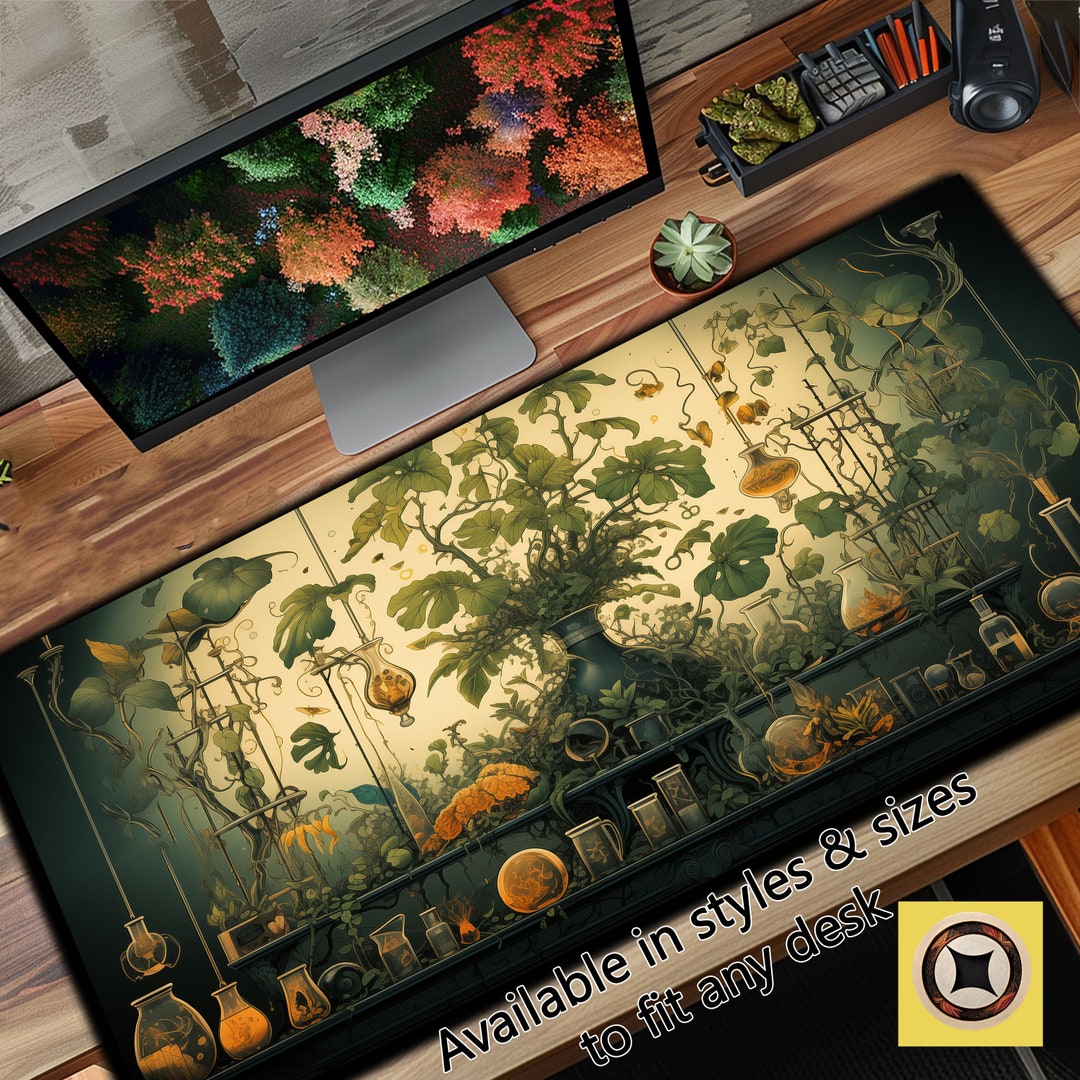 Witchy Botanical Potions and Plants Desk Decor, Witchy Desk Mat, Plant ...