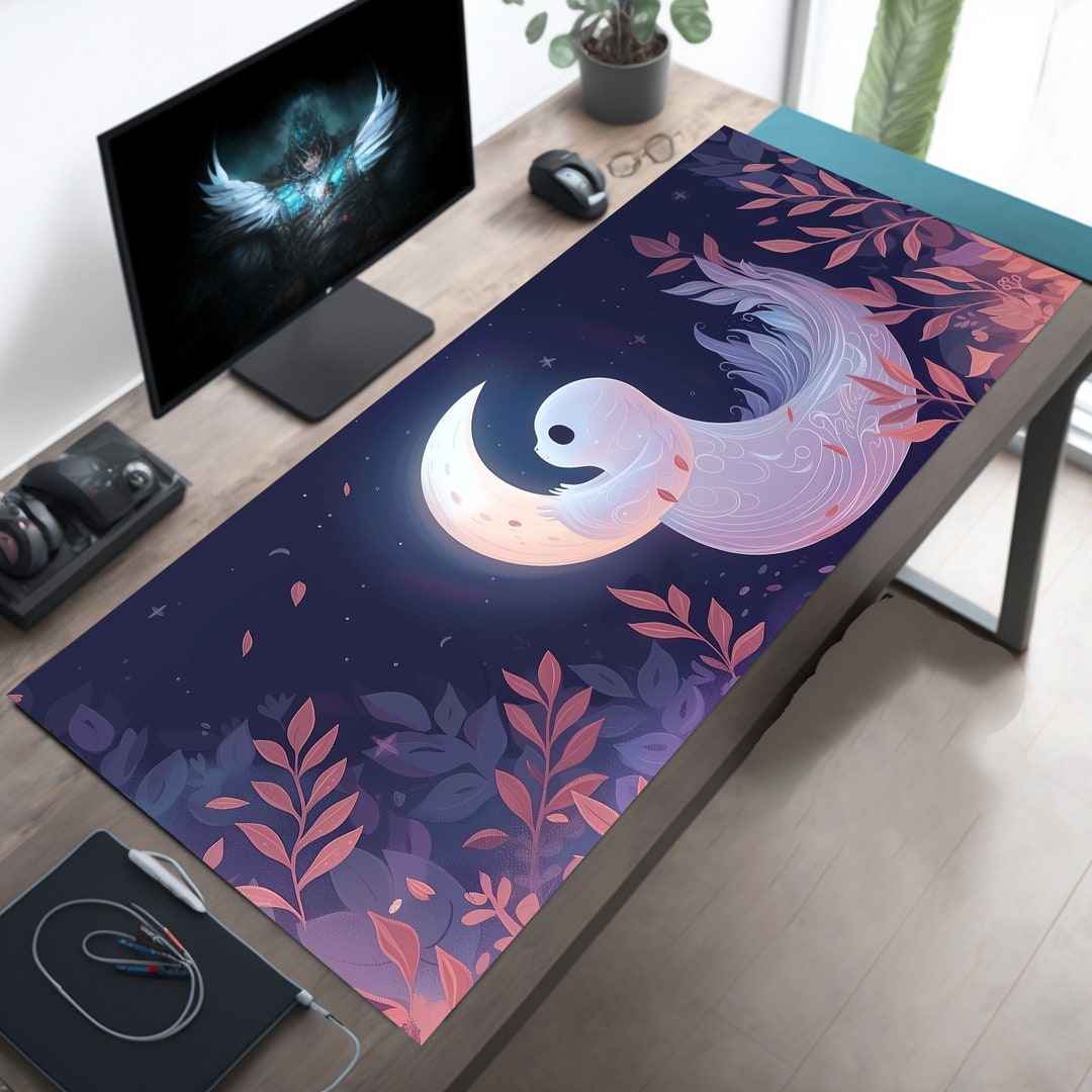 Cute Ghost Moon Desk Mat, Ghost Mouse Pad, Ghost Mousepad XL, Kawaii ...
