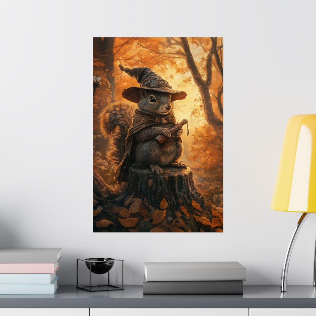 Fantasy Medieval Squirrel Wizard Cute Wall Poster Art Print - Game Room ...