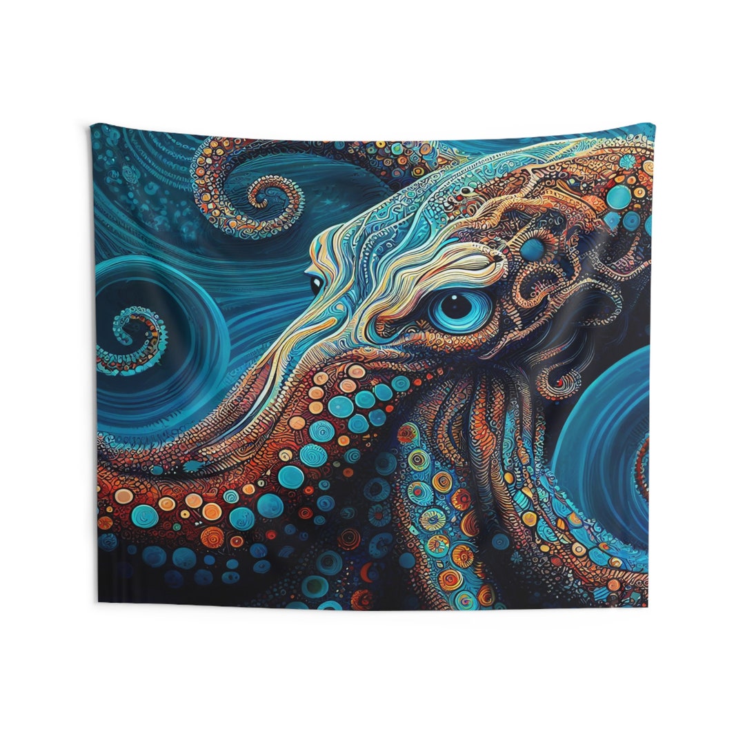 Dazzyling Octopus Wall Tapestry, Octopus Tapestry, Kraken Tapestry ...