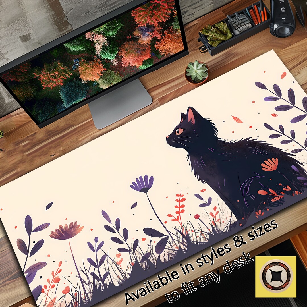Cute Cartoon Cat Desk Decor, Kitty Desk Mat, Kitten Desk Pad, Cat ...