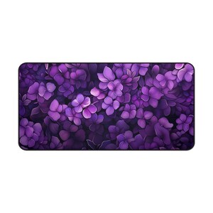 African Violet Desk Mat, Floral Mouse Pad, Flowers Mousepad, Purple ...
