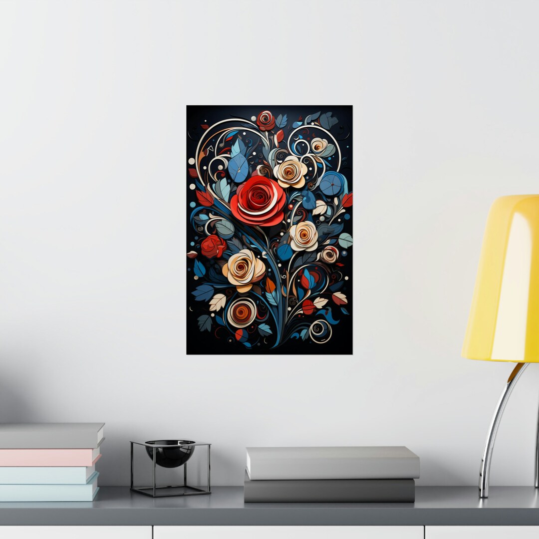 Rose Heart Poster, Rose Art Poster, Custom Wall Poster, Frameable Wall ...