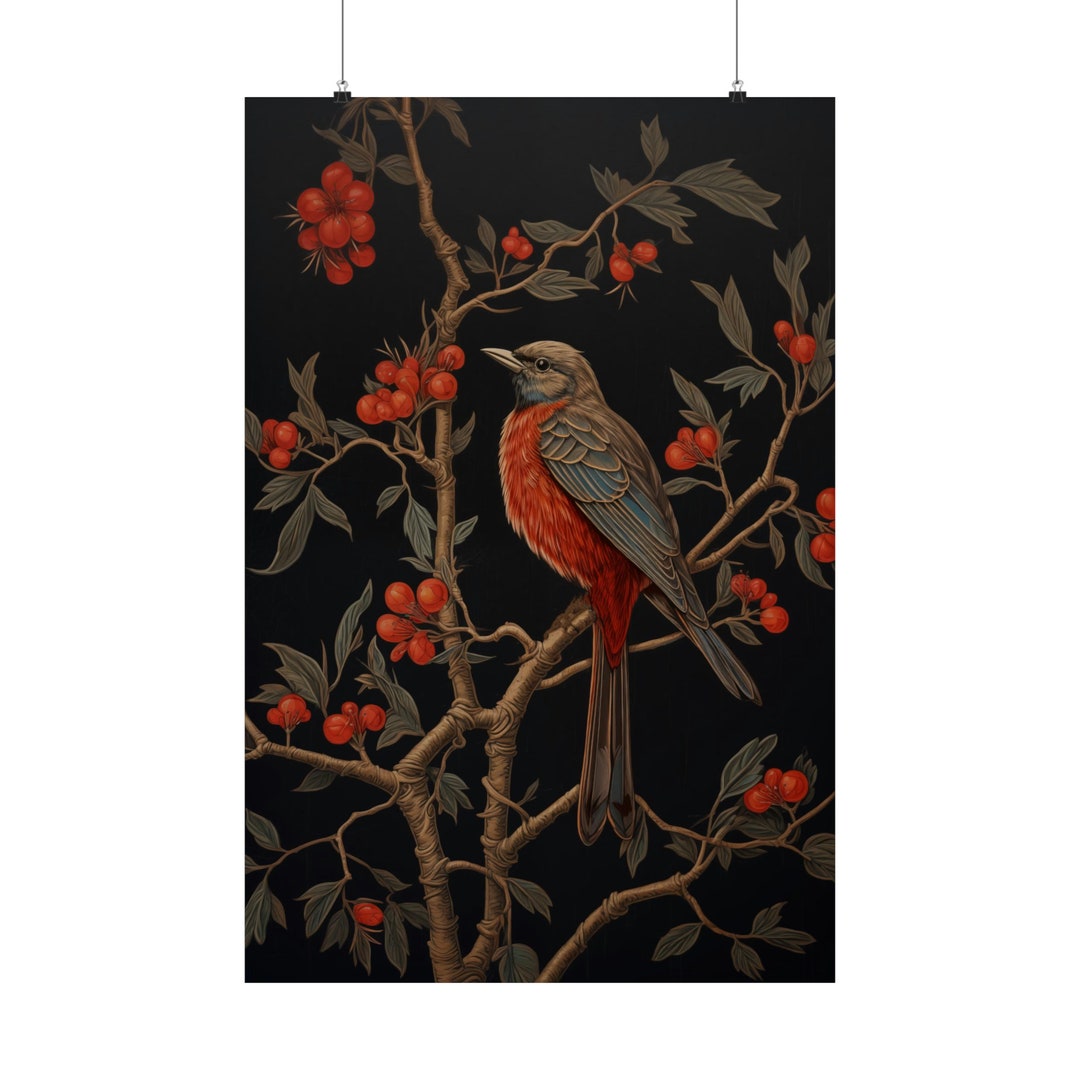 Dark Cottagecore Bird Poster, Dark Academia Wall Art, Dark Cottagecore ...