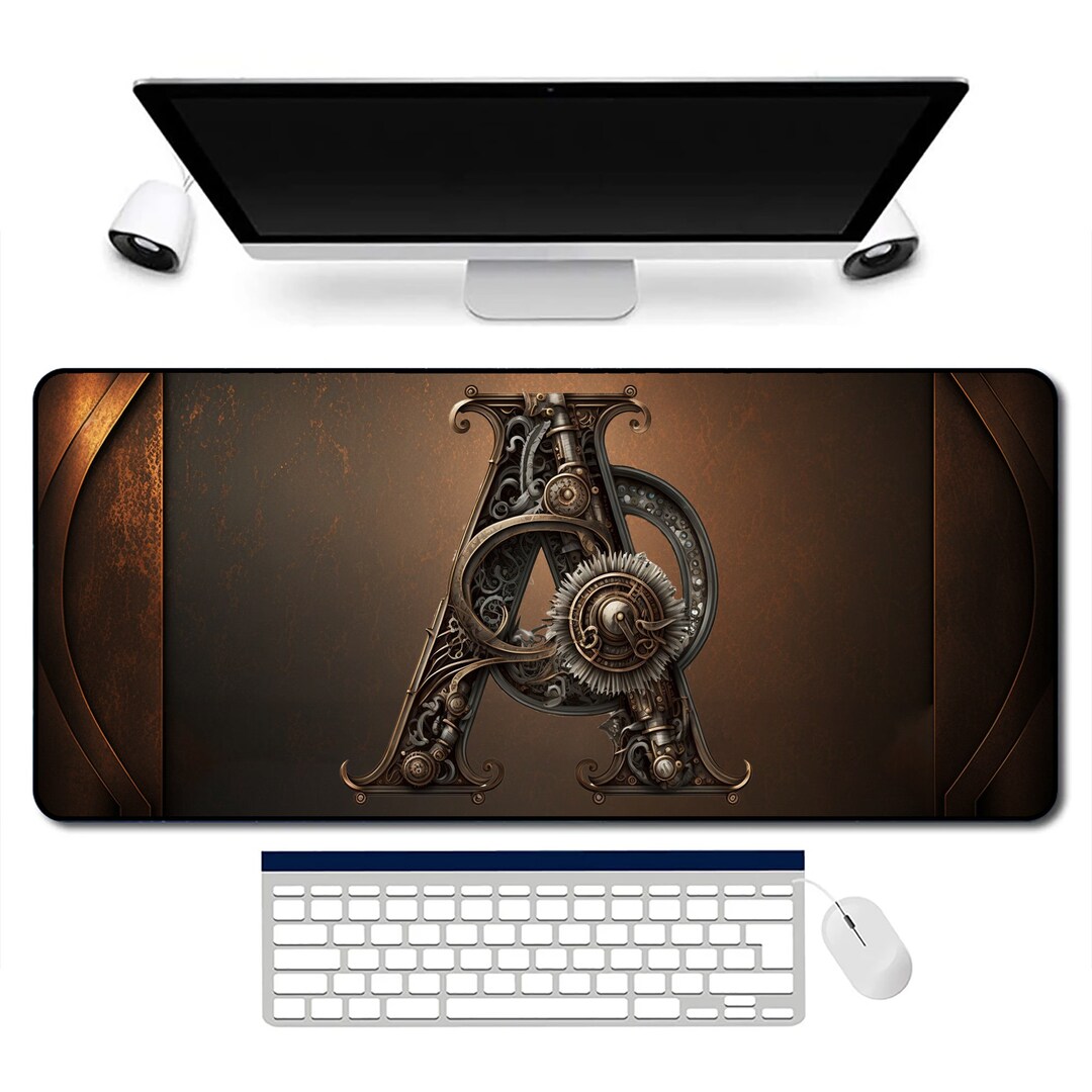 Steampunk Monogrammed Large Mouse Pad, Large Desk Mat, Cute Deskmat ...