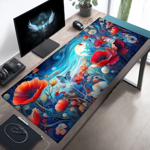 Wildflower Delight Desk Mat, Moonlit Wildflowers Desk Pad, Floral Desk ...