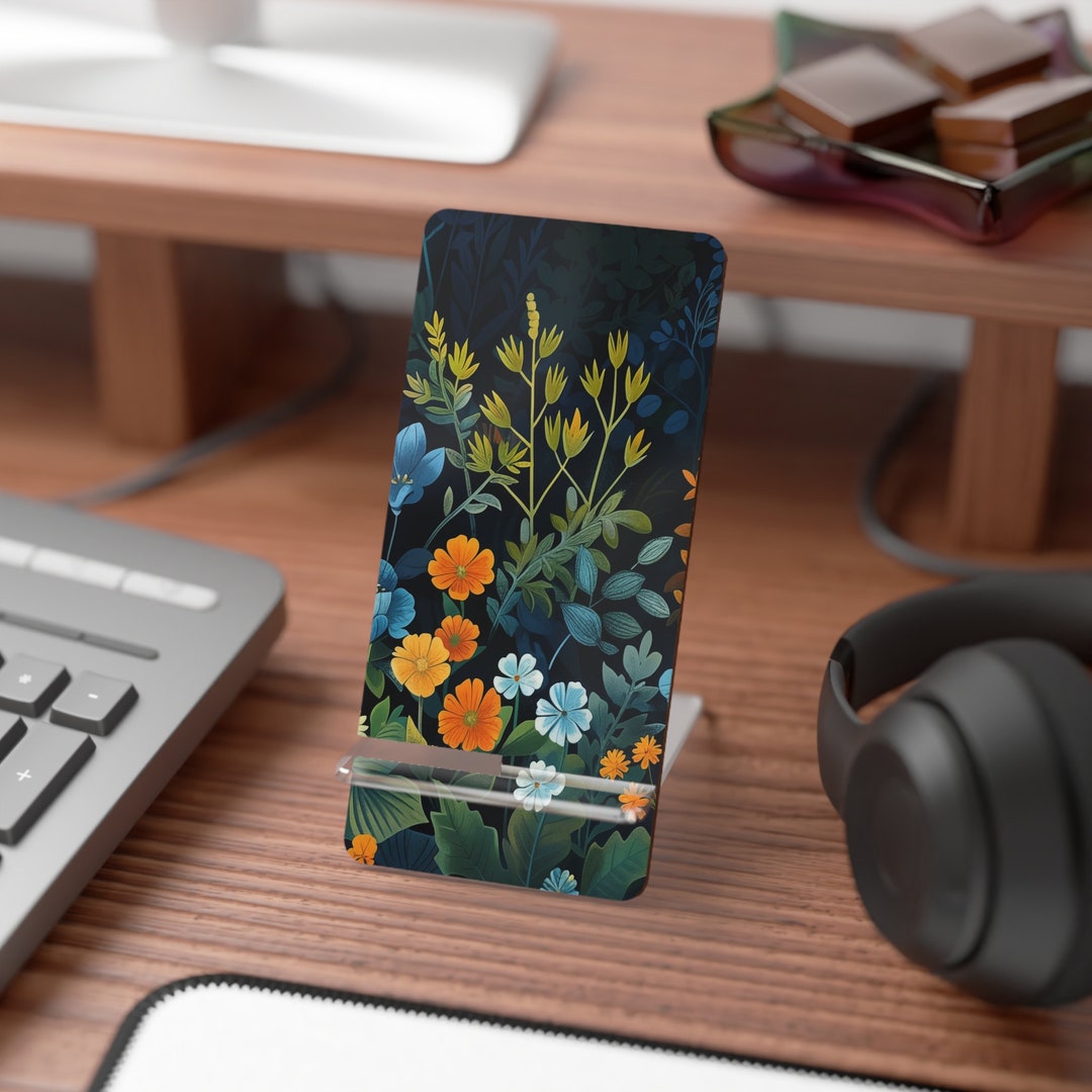 Cute Botanical Phone Stand, iPhone Desk Stand, Dark Cottagecore ...