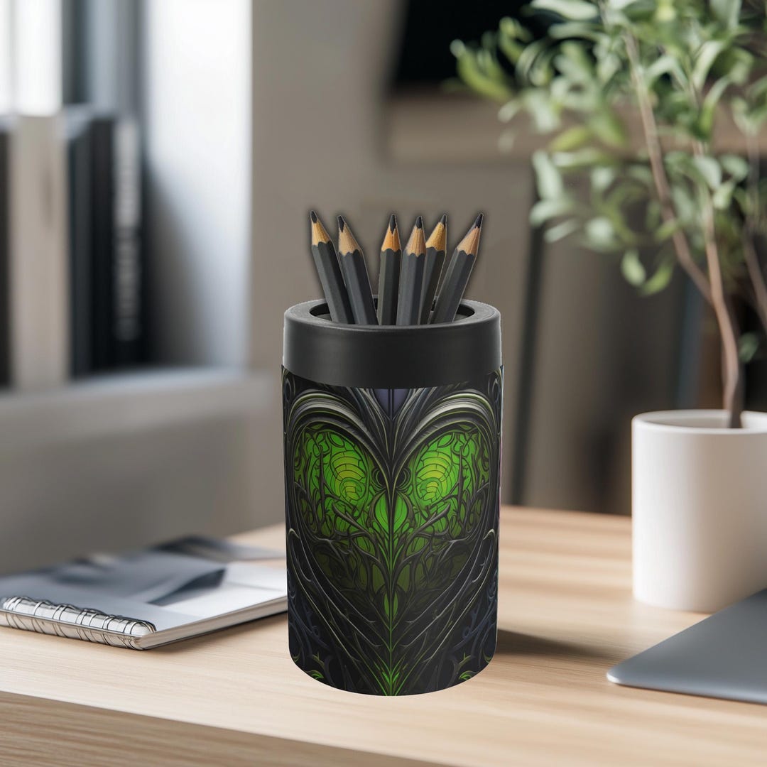 Unique Desk Decor - Gothic Heart in Green Pencil Holder - Gothic Heart ...