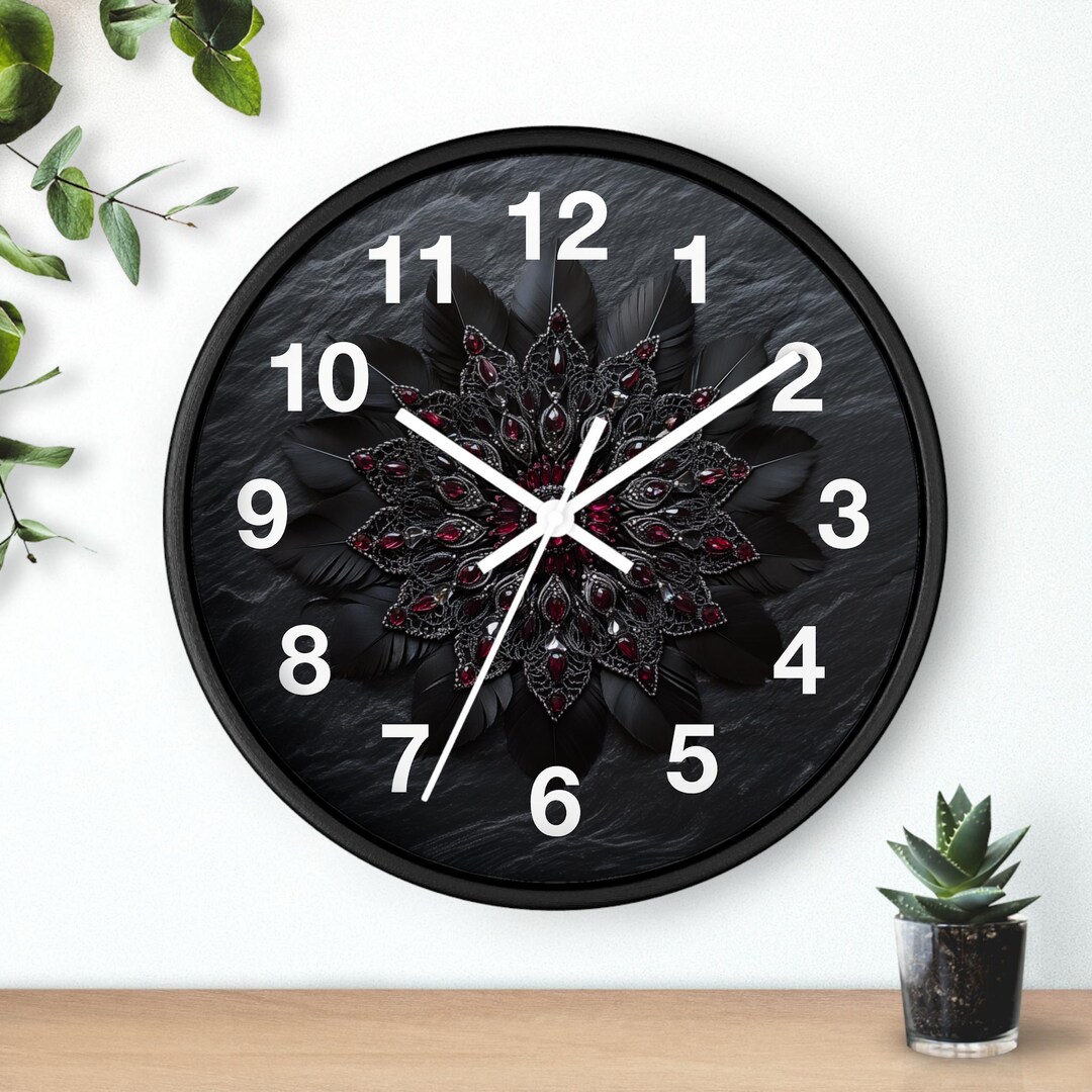 Unique Gothic Styled Round Wall Clock Featuring Print of Gothic Dark ...