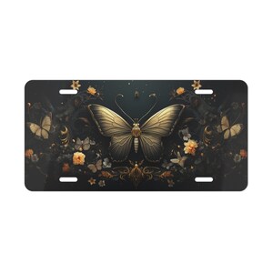 Gothic Gilded Moth Vanity License Plate, Car Tag Goth, Front Car Tag ...