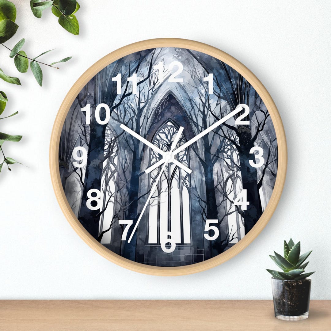 Ethereal Gothic Arches 10" Round Wall Clock - Gothic Wall Clock ...
