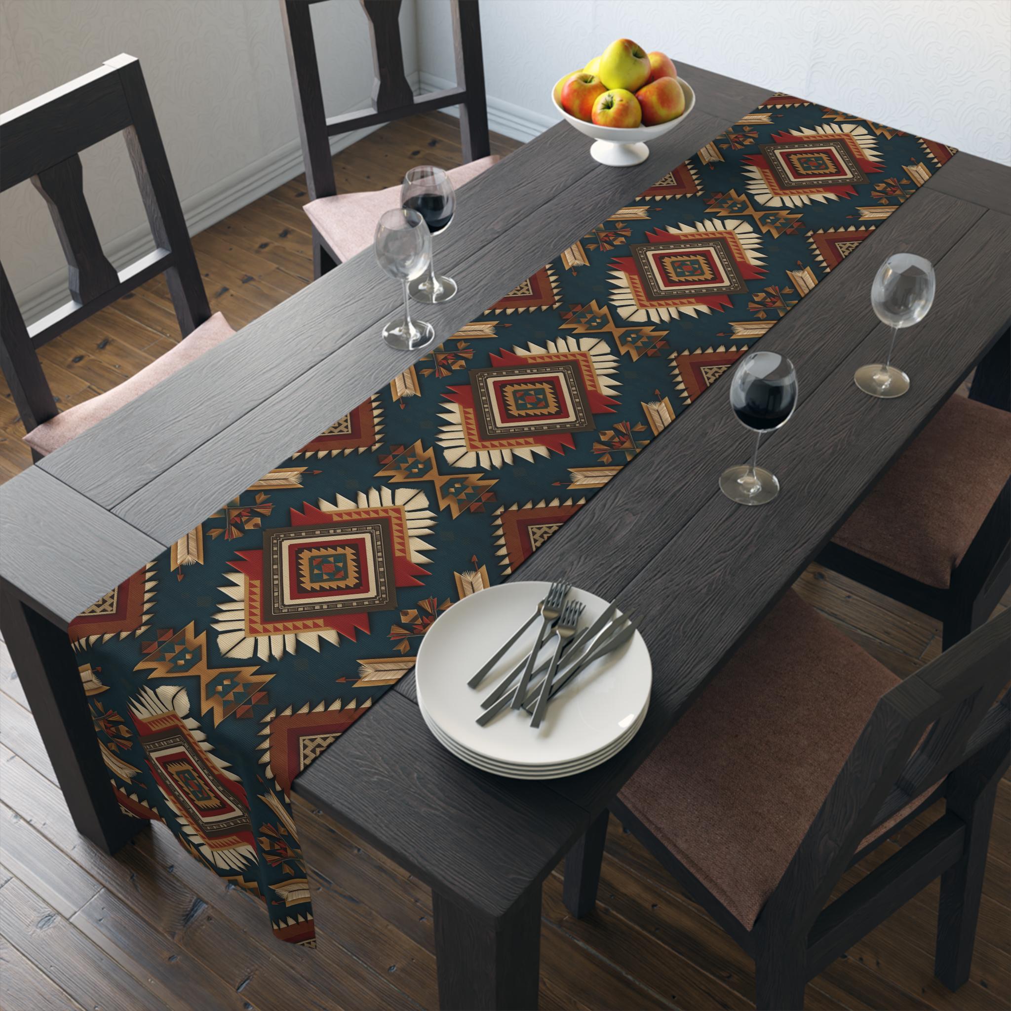 Native American Inspired Tribal Chevron Pattern Polyester Table Runner ...