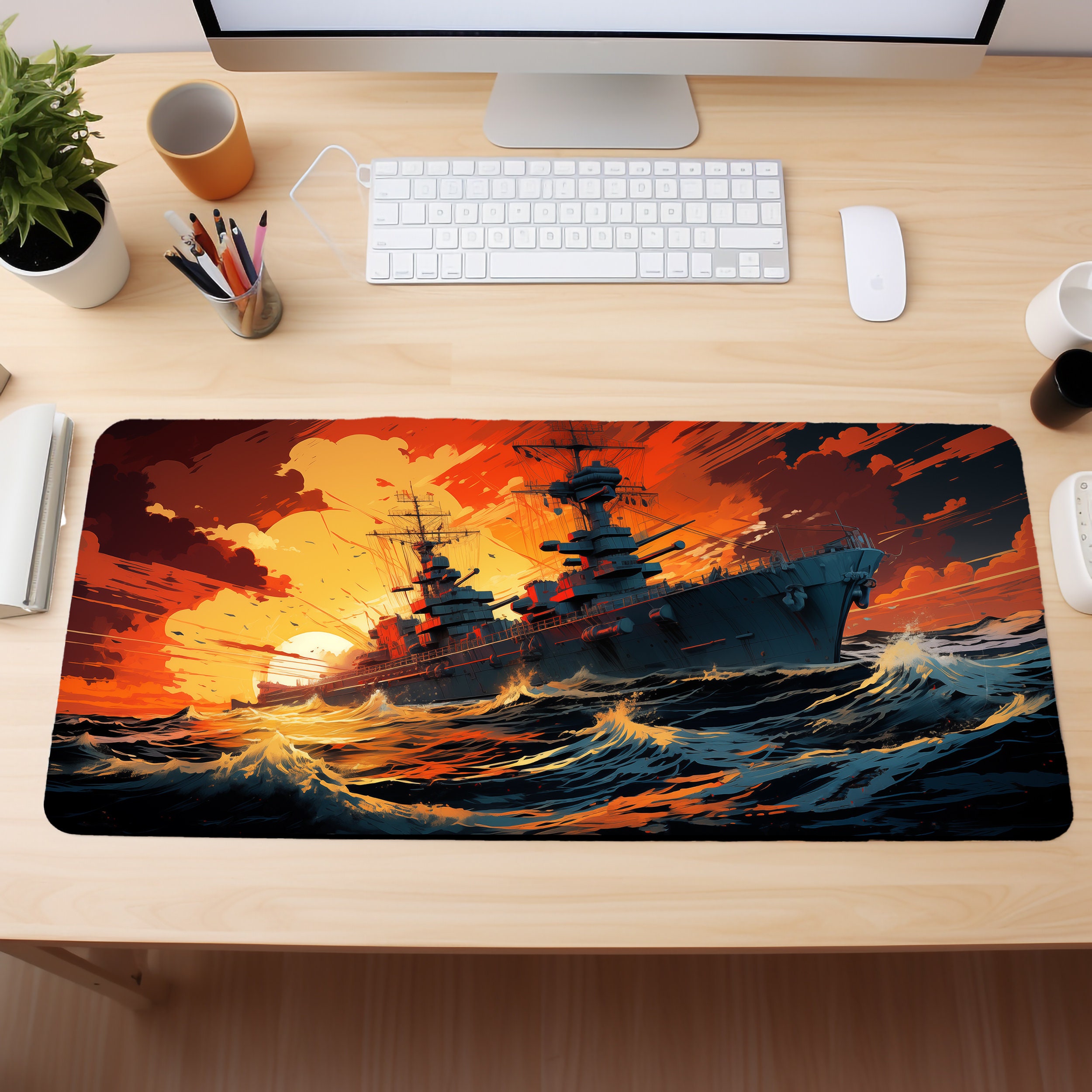 WW2 Ship Desk Decor, History Lovers Office Gift, WWII Naval Desk Mat ...