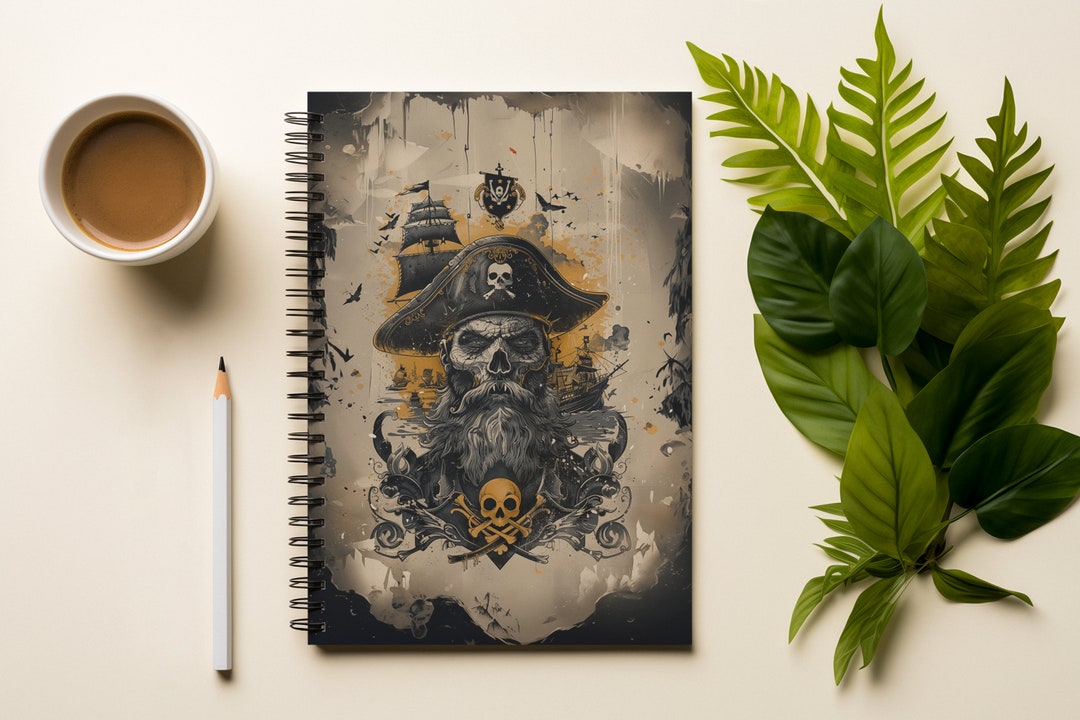 Pirate Skull Themed Ruled Line Notebook - Pirate Gifts - Gift for Son ...