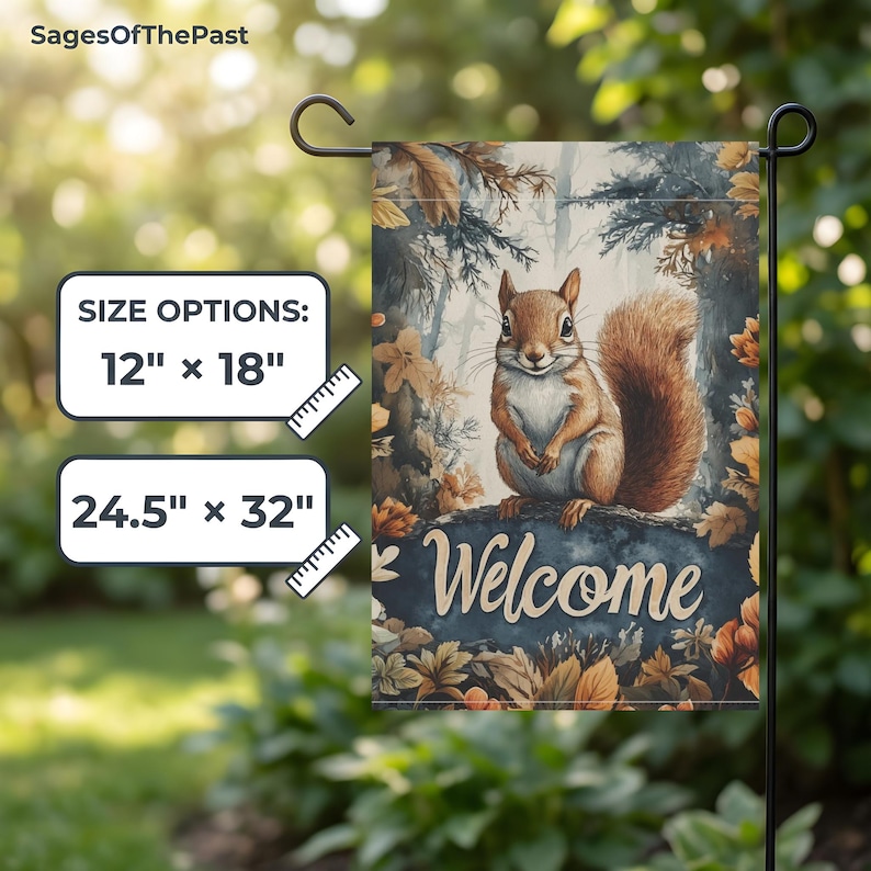 Cute Patio Banner - Cottagecore Squirrel Welcome Banner - Garden Banner ...