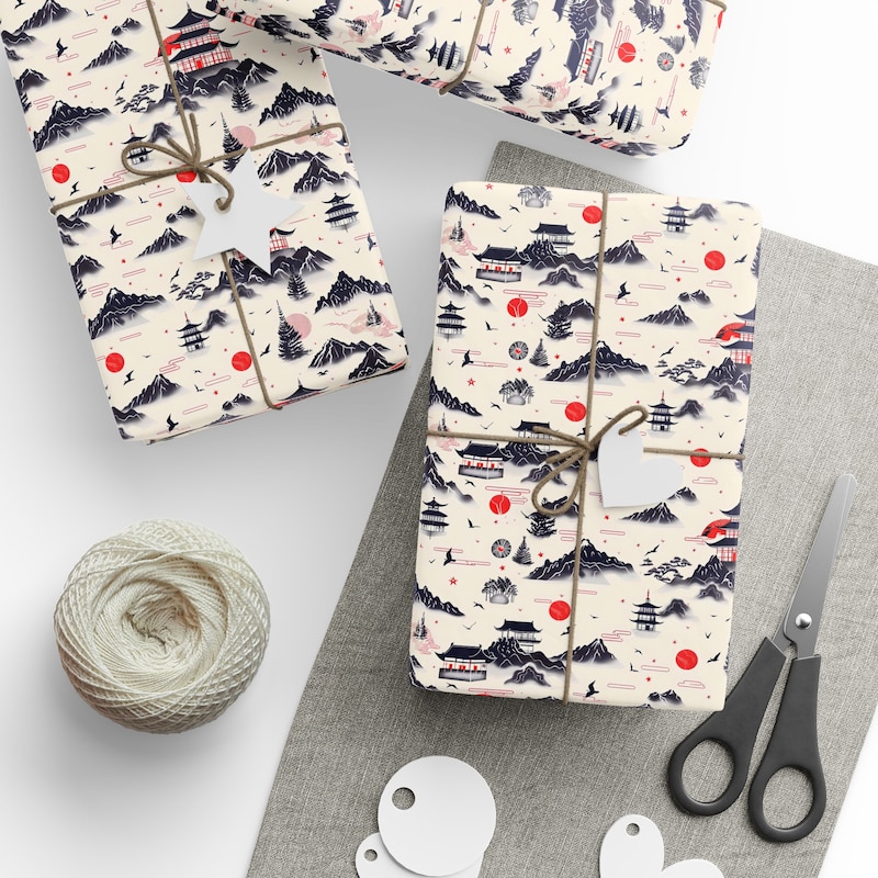 Japanese Design Wrapping Paper - Etsy