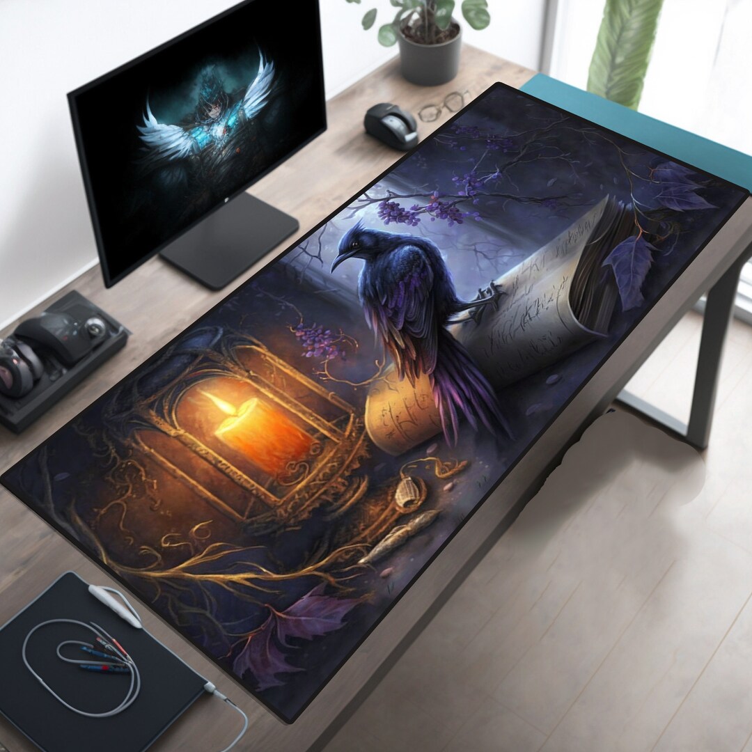 Purple Gothic Crow Mousepad Gothic Mouse Pad Witchy Desk Mat Mystic ...