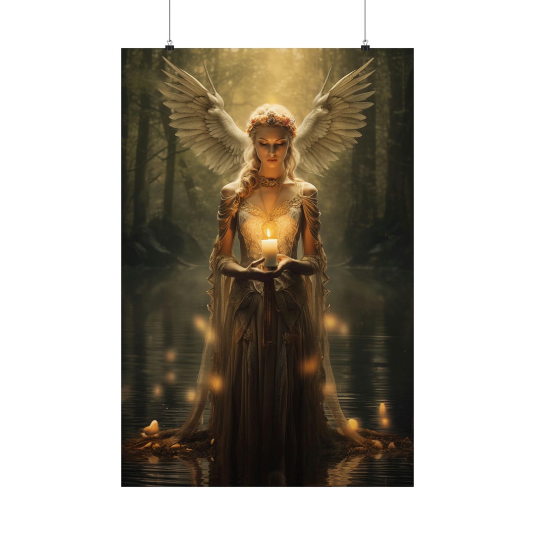 Fantasy Viking Angel Poster, Enchanted Realms, Ethereal Wall Art ...