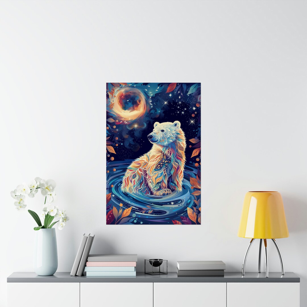 Polar Bear Poster, Dreaming Swirls of Polar Bear Art Print, Polar Bear ...